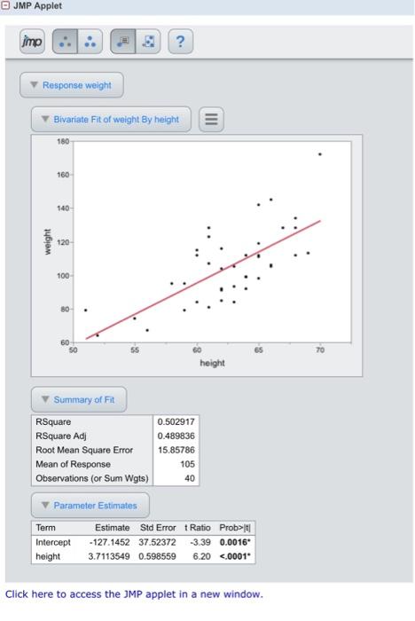 Solved Click here to access the JMP applet in a new | Chegg.com