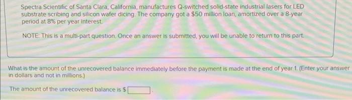 Solved Spectra Scientific of Santa Clara, California, | Chegg.com