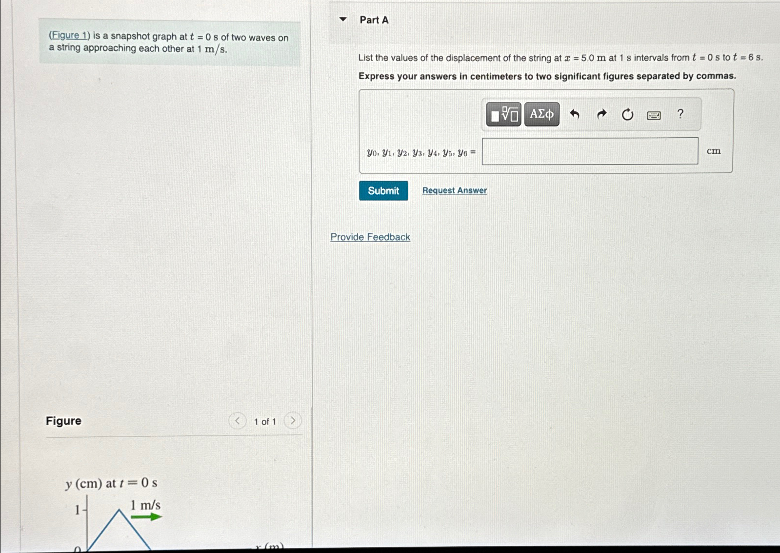 (Figure 1) ﻿is a snapshot graph at t=0s ﻿of two waves | Chegg.com