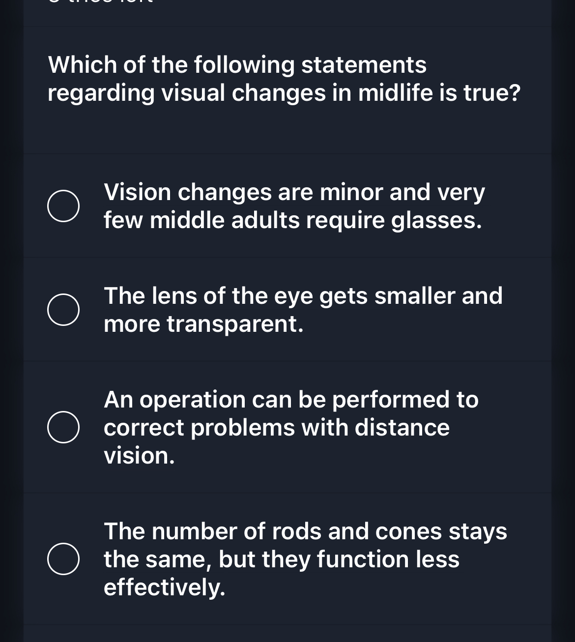 Solved Which of the following statements regarding visual | Chegg.com