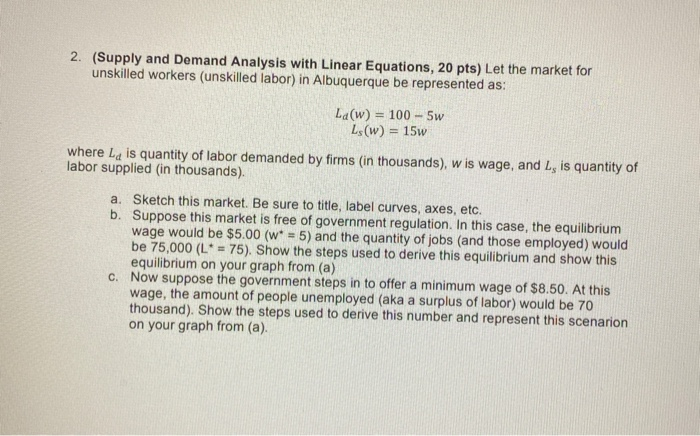 Solved 2. (Supply and Demand Analysis with Linear Equations, | Chegg.com