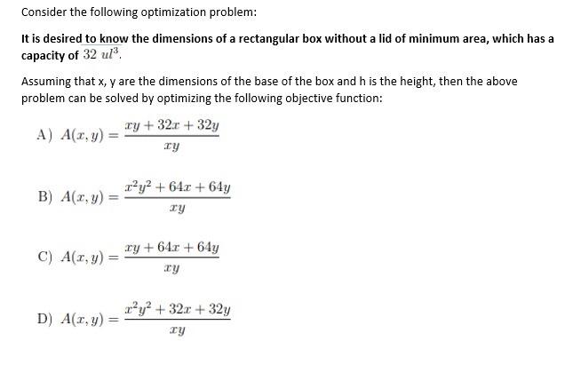 Solved Consider the following optimization problem: It is | Chegg.com