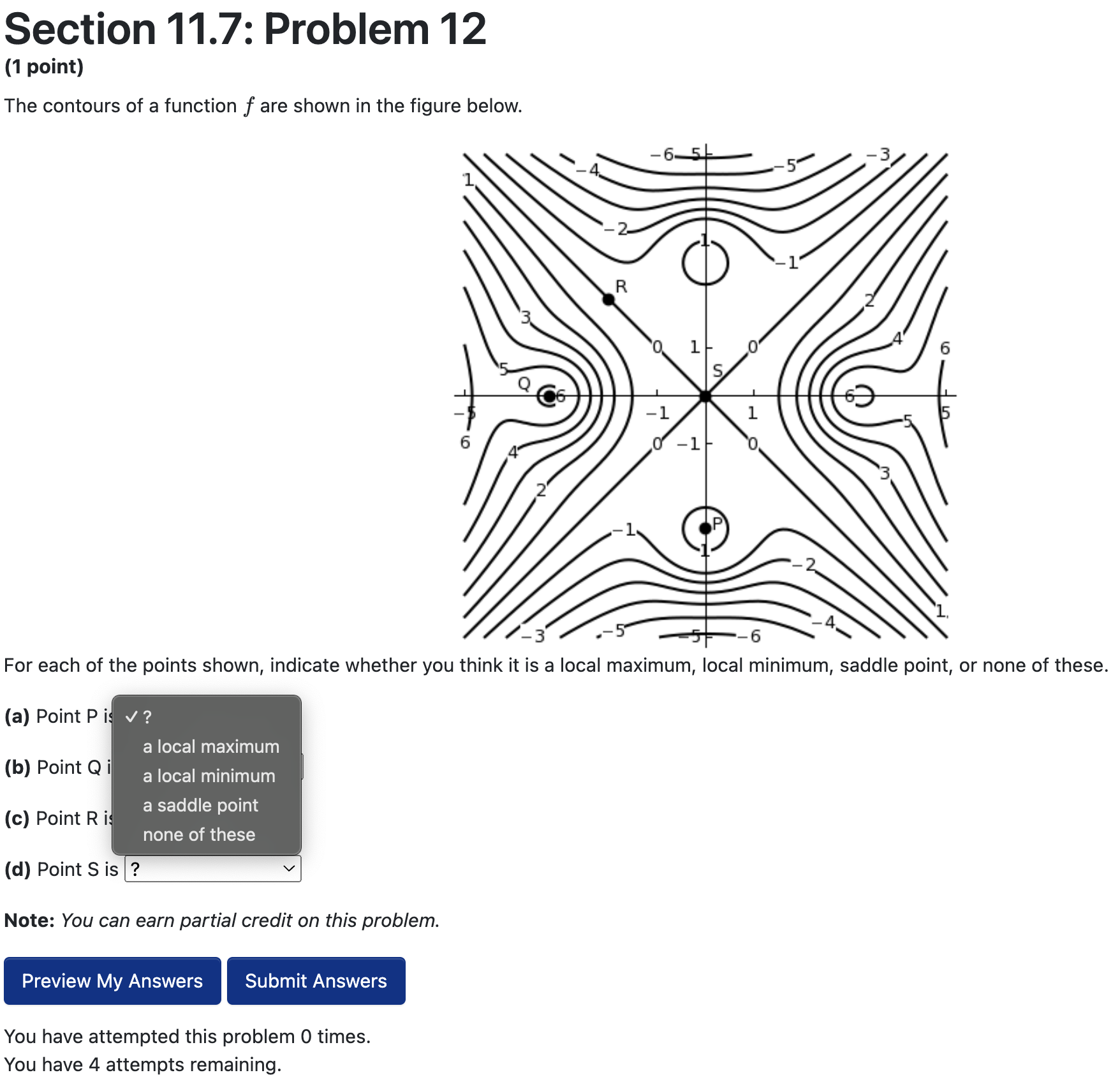 Solved Section 11.7: Problem 12(1 ﻿point)The contours of a | Chegg.com