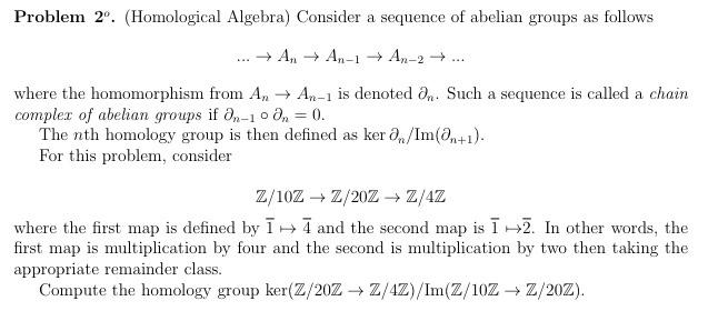 Solved Problem 2∘. (Homological Algebra) Consider a sequence | Chegg.com
