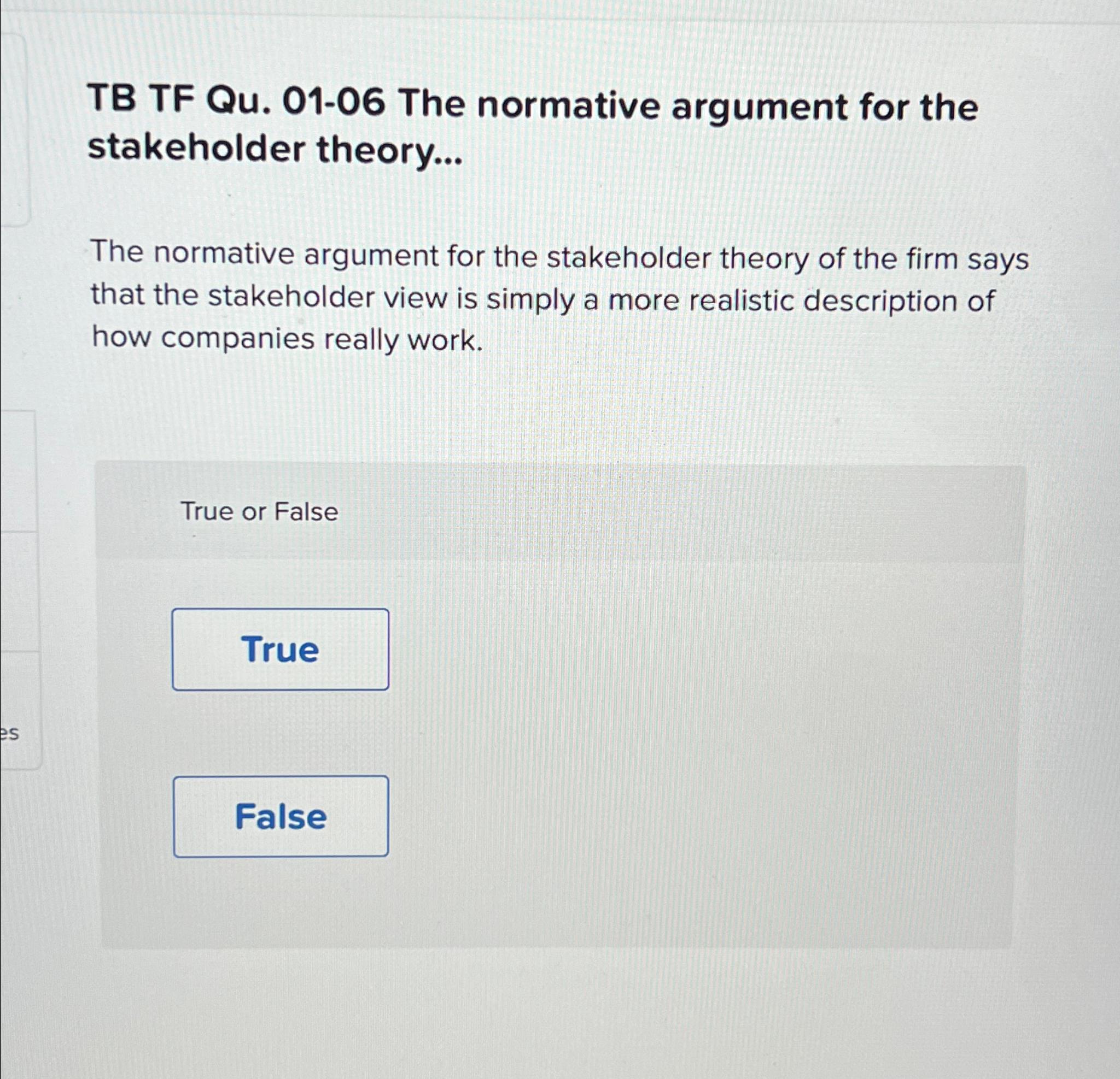 Solved Tb Tf Qu 01 06 ﻿the Normative Argument For The