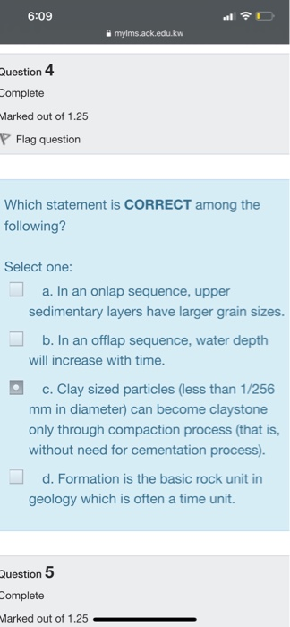 Solved 6:09 mylms.ack.edu.kw Question 4 Complete Marked out | Chegg.com