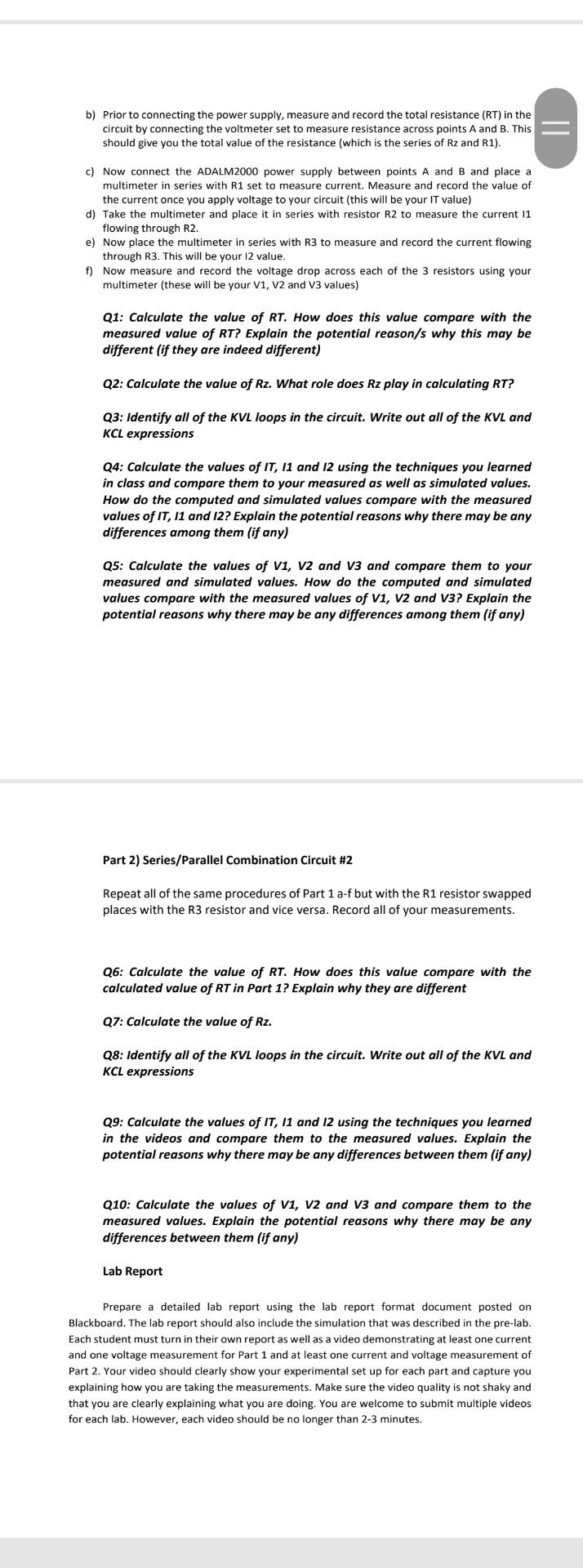 Laboratory 3 Combination Series Parallel Circuits
