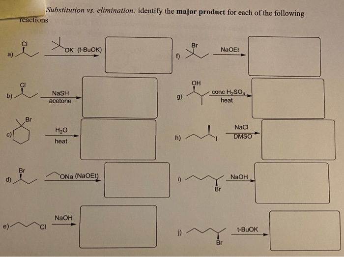 Solved Substitution vs. elimination: identify the major | Chegg.com