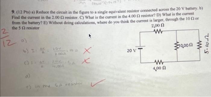 Solved 9. (12 Pts) a) Reduce the circuit in the figure to a | Chegg.com