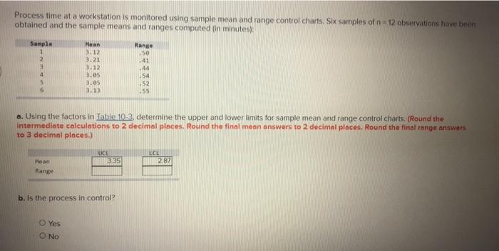 Solved Process time at a workstation is monitored using | Chegg.com