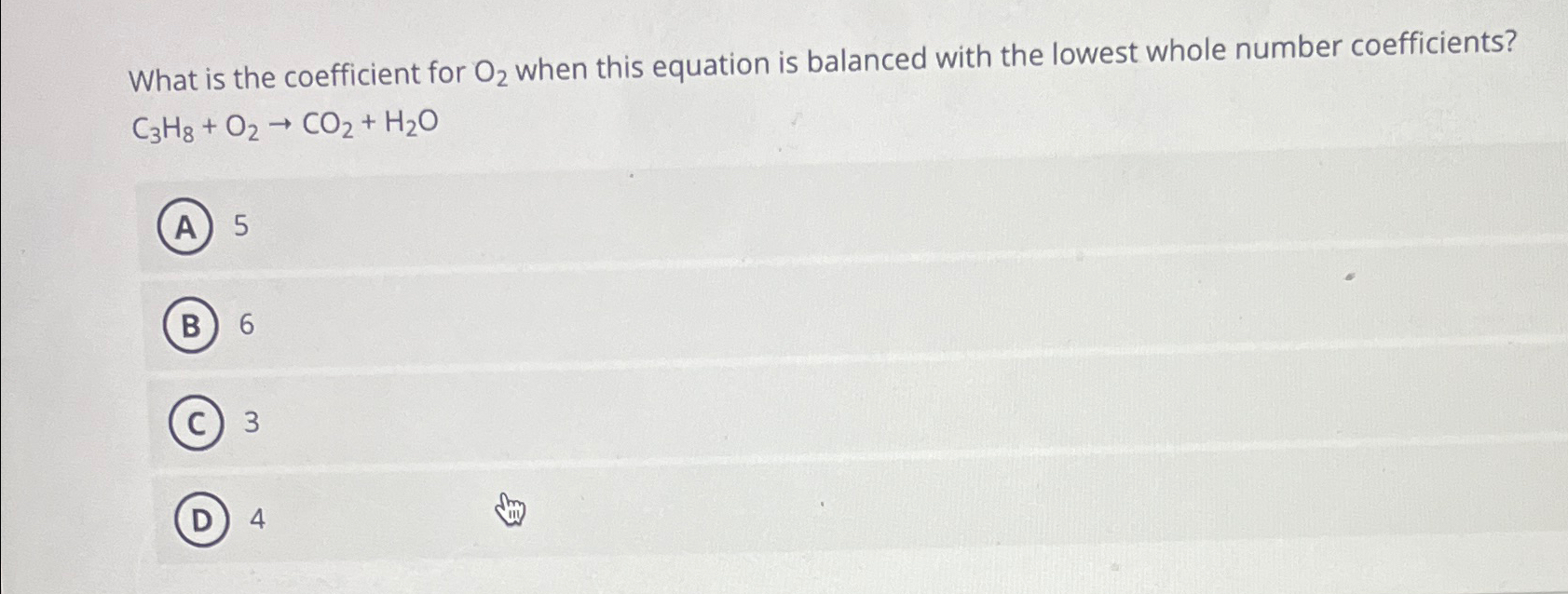 Solved What is the coefficient for O2 ﻿when this equation is | Chegg.com