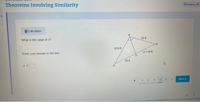 Solved Theorems Involving Similarity What is the value of x | Chegg.com