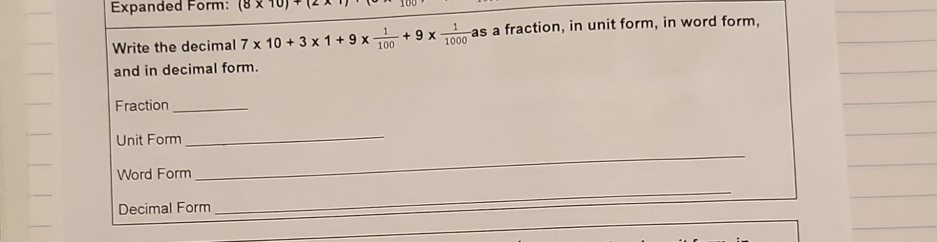 Solved Write the decimal 7×10+3×1+9×1001+9×10001 as a | Chegg.com
