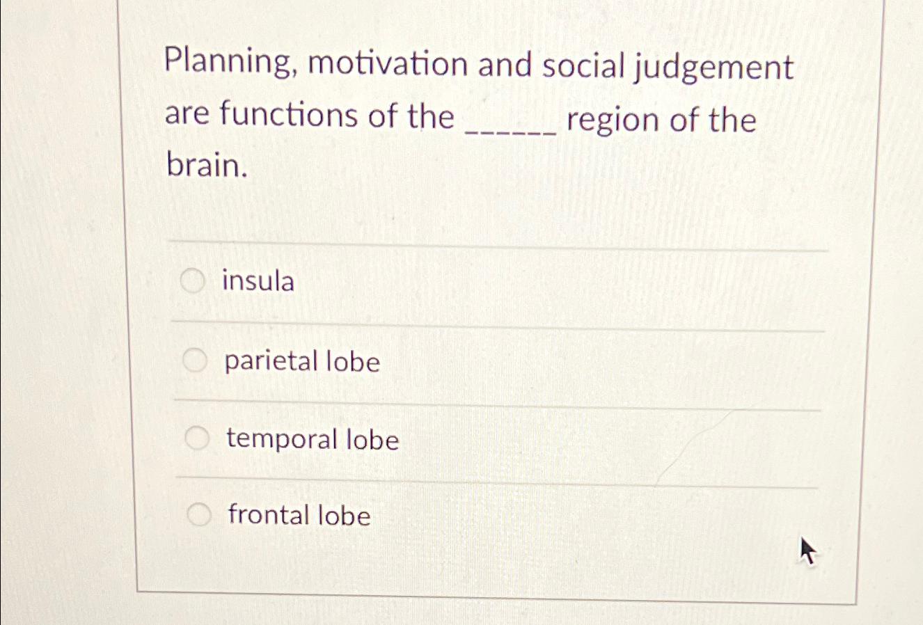 Solved Planning, motivation and social judgement are | Chegg.com