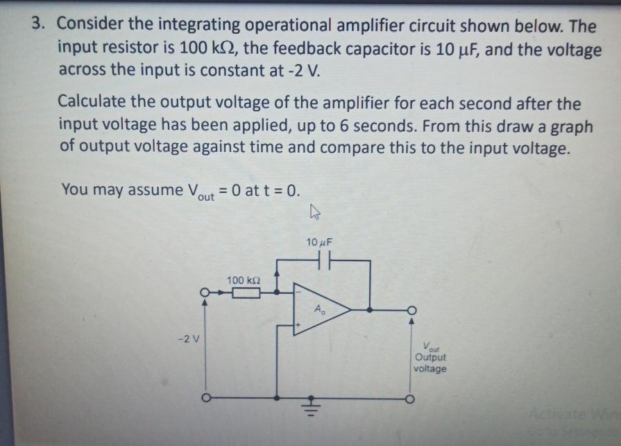 Solved Consider the integrating operational amplifier | Chegg.com