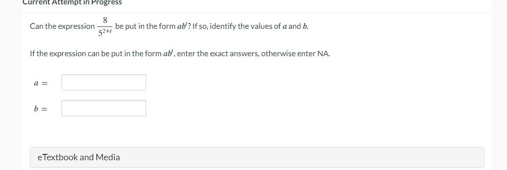Solved Can the expression 852+t ﻿be put in the form abt ? | Chegg.com