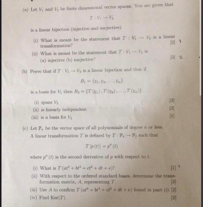 Solved (a) Let V1 and V2 be finite dimensional vector | Chegg.com