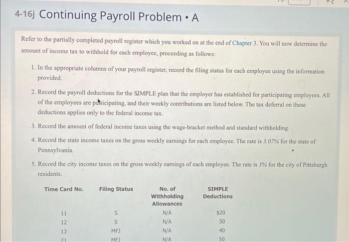 Solved In the Continuing Payroll Problem A, presented at the | Chegg.com