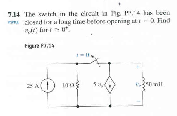 Solved The switch in the circuit in Fig. P7.14 has been | Chegg.com