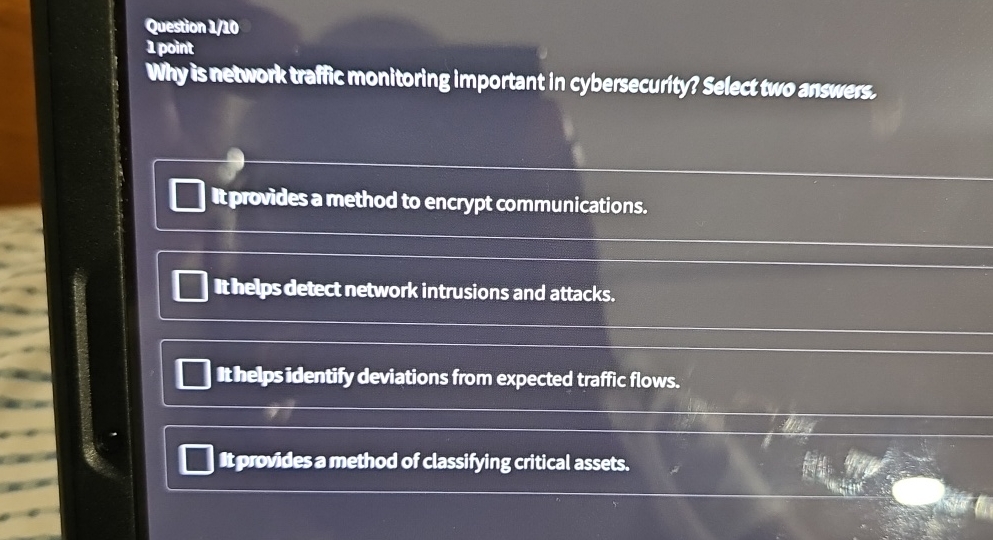Solved Question 1203pointWhy is network traliis monitoring | Chegg.com