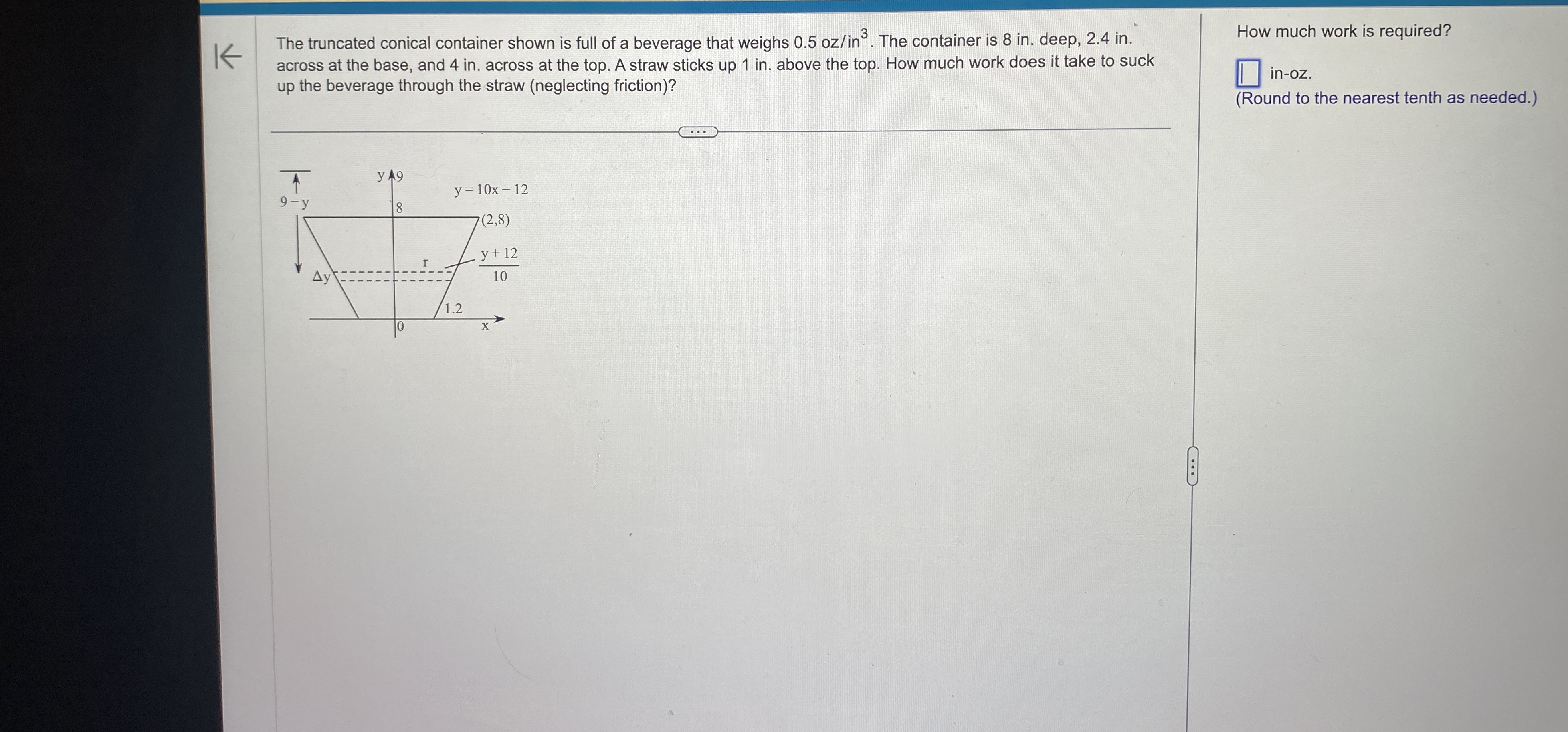 Solved The truncated conical container shown is full of a | Chegg.com