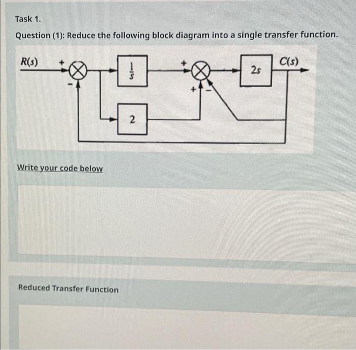 Solved Question (1): Reduce the following block diagram into | Chegg.com