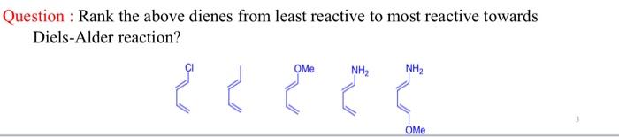 Solved Question : Rank the above dienes from least reactive | Chegg.com