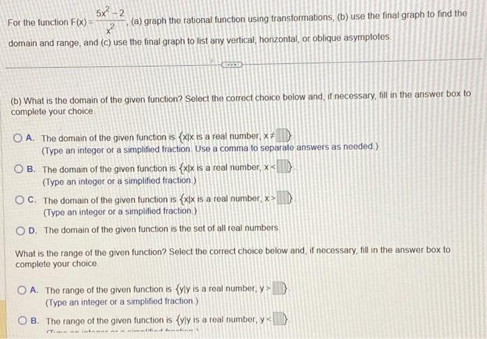 Solved For the function F(x)= domain and range, and (c) use | Chegg.com