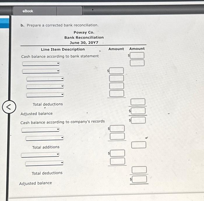 Solved Bank reconcilistion The following bank reconciliation | Chegg.com