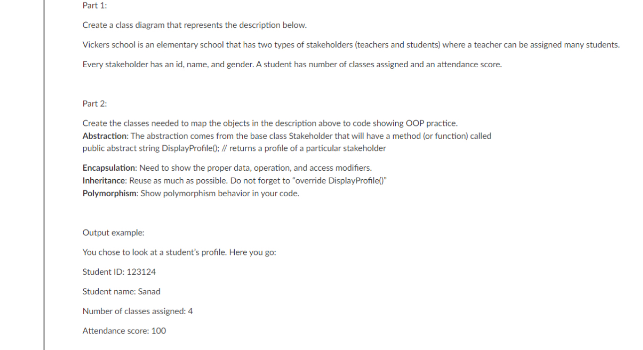 Solved Part 1:Create a class diagram that represents the | Chegg.com