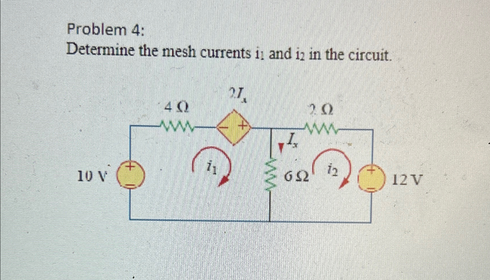 Solved Problem 4:Determine the mesh currents i1 ﻿and i2 ﻿in | Chegg.com