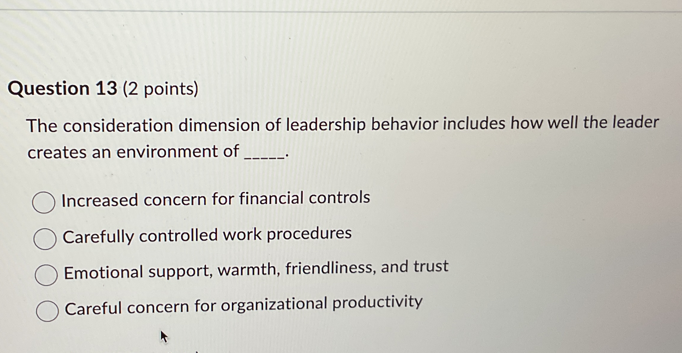 Solved Question 13 (2 ﻿points)The consideration dimension of | Chegg.com