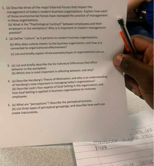 Solved 1. (a) Describe three of the major External Forces | Chegg.com