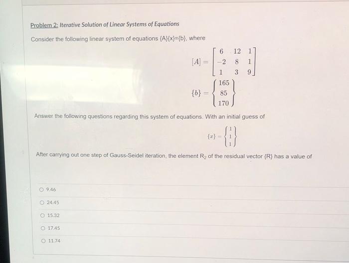 Solved I believe the infinity norm of the initial residual | Chegg.com