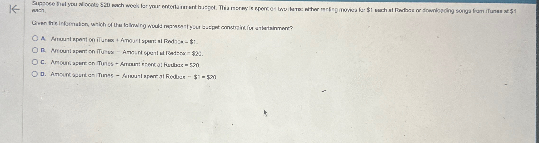 Solved Suppose that you allocate $20 ﻿each week for your | Chegg.com