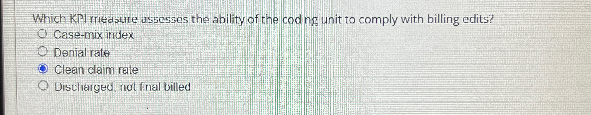 Solved Which KPI measure assesses the ability of the coding | Chegg.com
