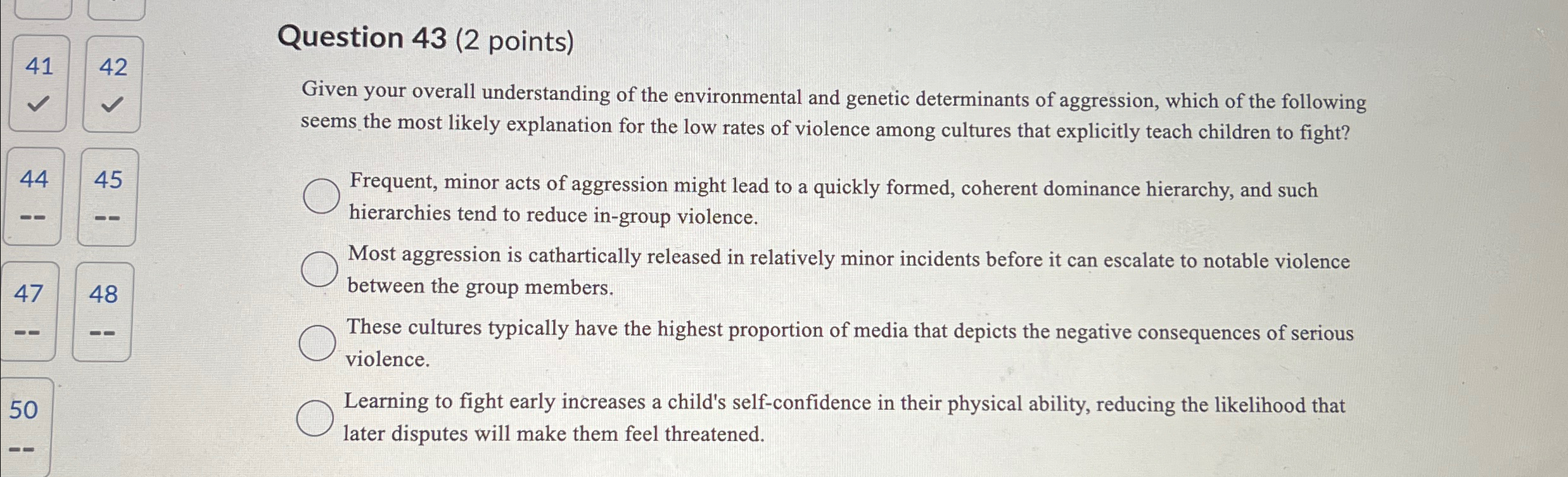 Solved Question 43 (2 ﻿points)Given your overall | Chegg.com