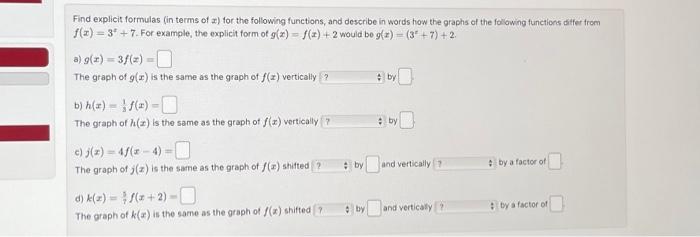 Solved Find explicit formulas (in terms of x) for the | Chegg.com