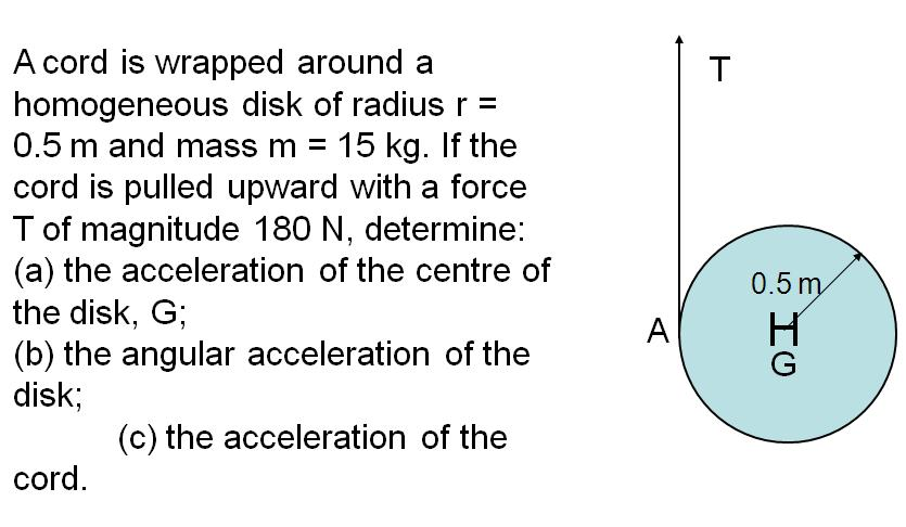 A cord is wrapped around a homogeneous disk of radius | Chegg.com
