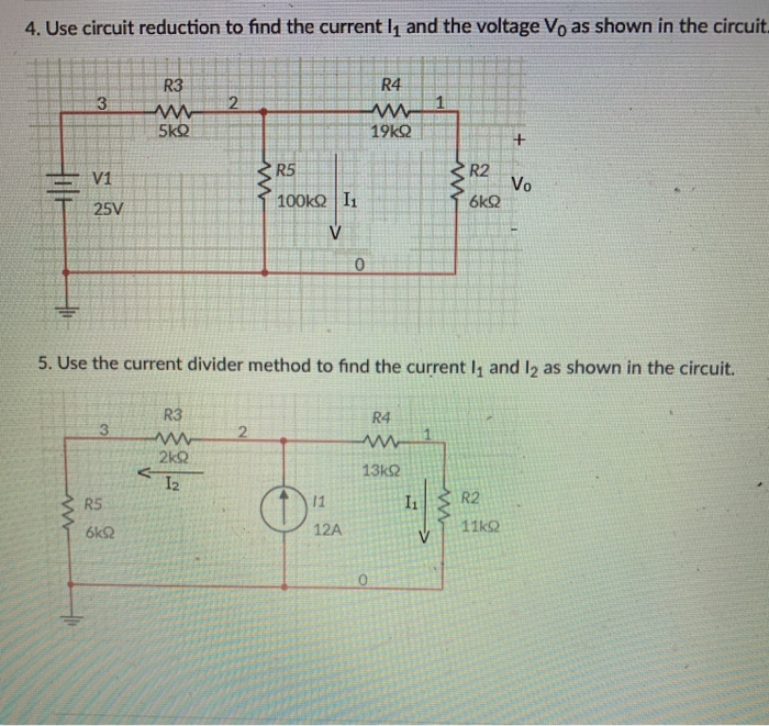 Solved 4. Use circuit reduction to find the current 14 and | Chegg.com