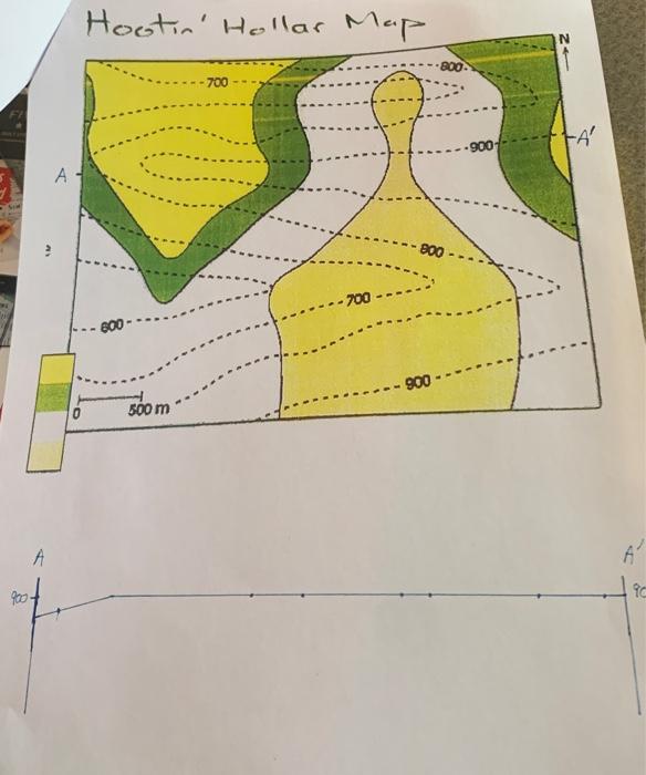 Solved 2) Hootin' Hollar map of a folded terrain (assume all | Chegg.com