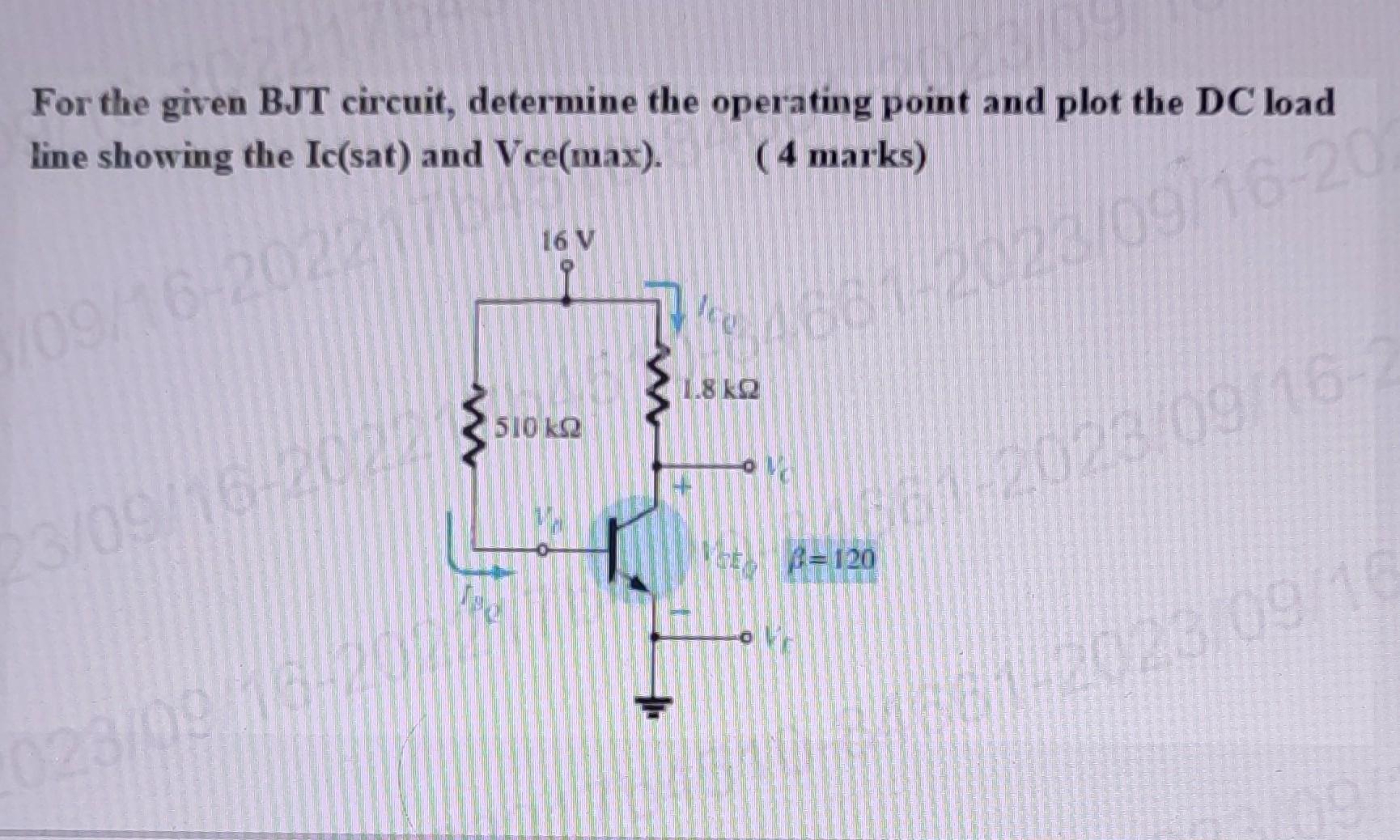 Solved For the given BJT circuit, determine the operating | Chegg.com