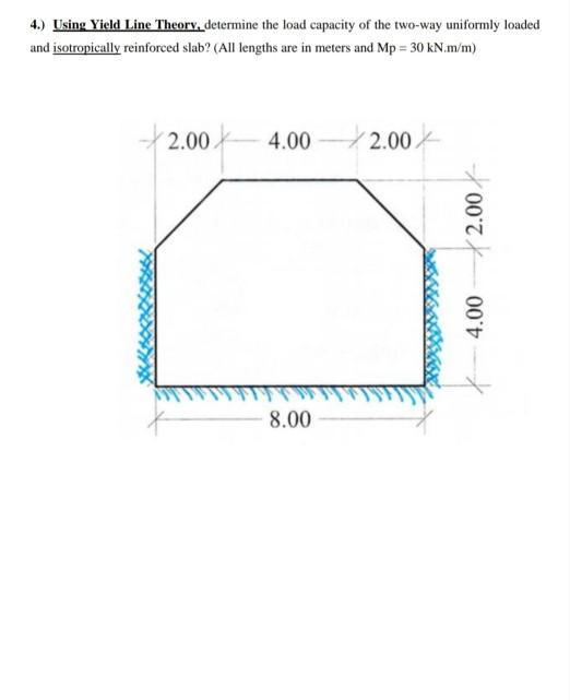 Solved 4.) Using Yield Line Theory, determine the load | Chegg.com