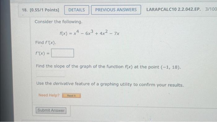 Solved Consider the following. f(x)=x4−6x3+4x2−7x Find | Chegg.com