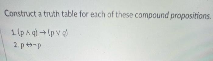 Construct a truth table for each of these compound | Chegg.com