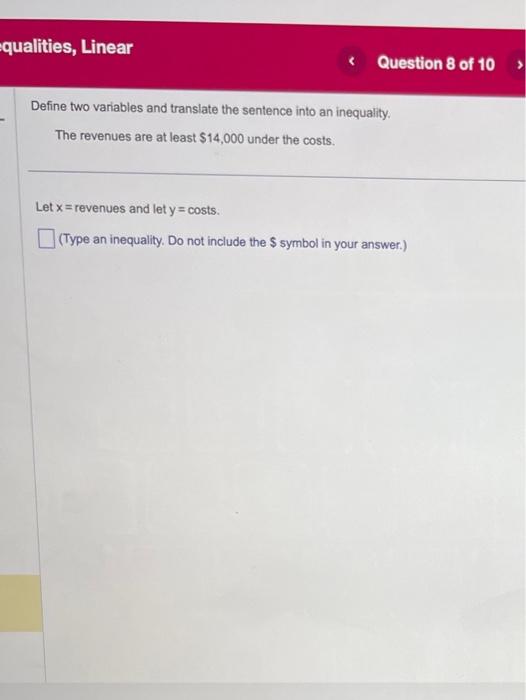Solved Define Two Variables And Translate The Sentence Into 