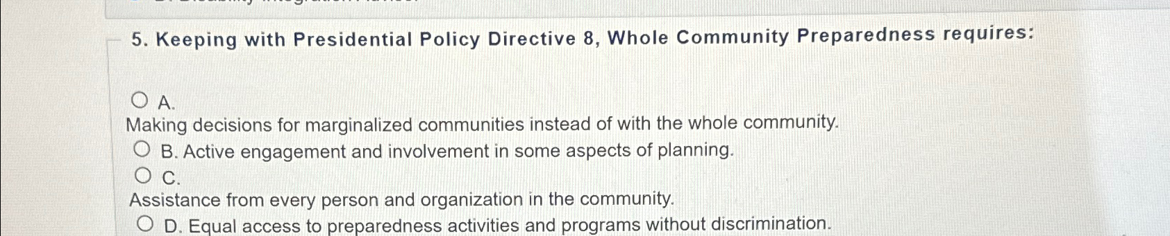 Solved Keeping with Presidential Policy Directive 8, ﻿Whole | Chegg.com