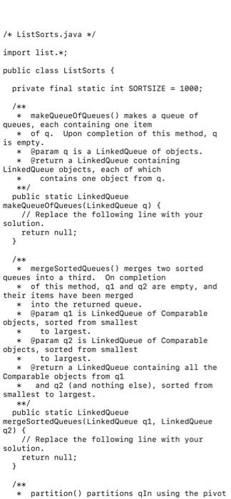 Solved /* LinkedQueue.java */ package list; public class | Chegg.com
