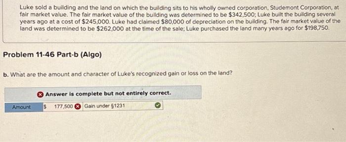 Solved Luke sold a building and the land on which the | Chegg.com