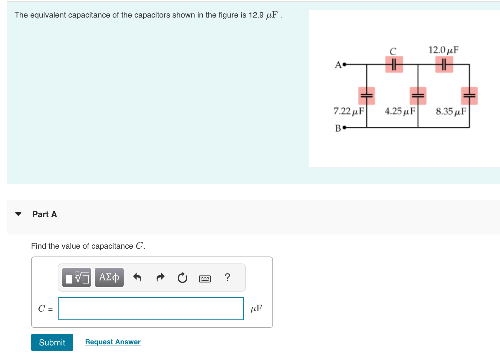 Solved The equivalent capacitance of the capacitors shown in | Chegg.com